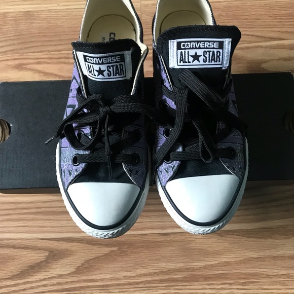 Converse | Shoes | Custom Purple And Black Converse Allstars | Poshmark